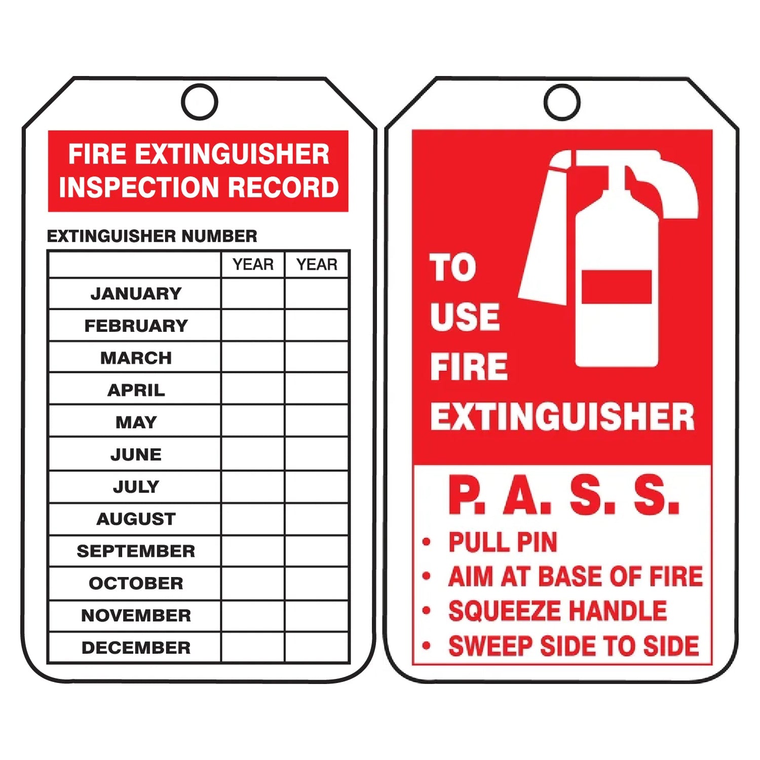 Mini Record Safety Tag: Fire Extinguisher Inspection Record – Fire Supplies